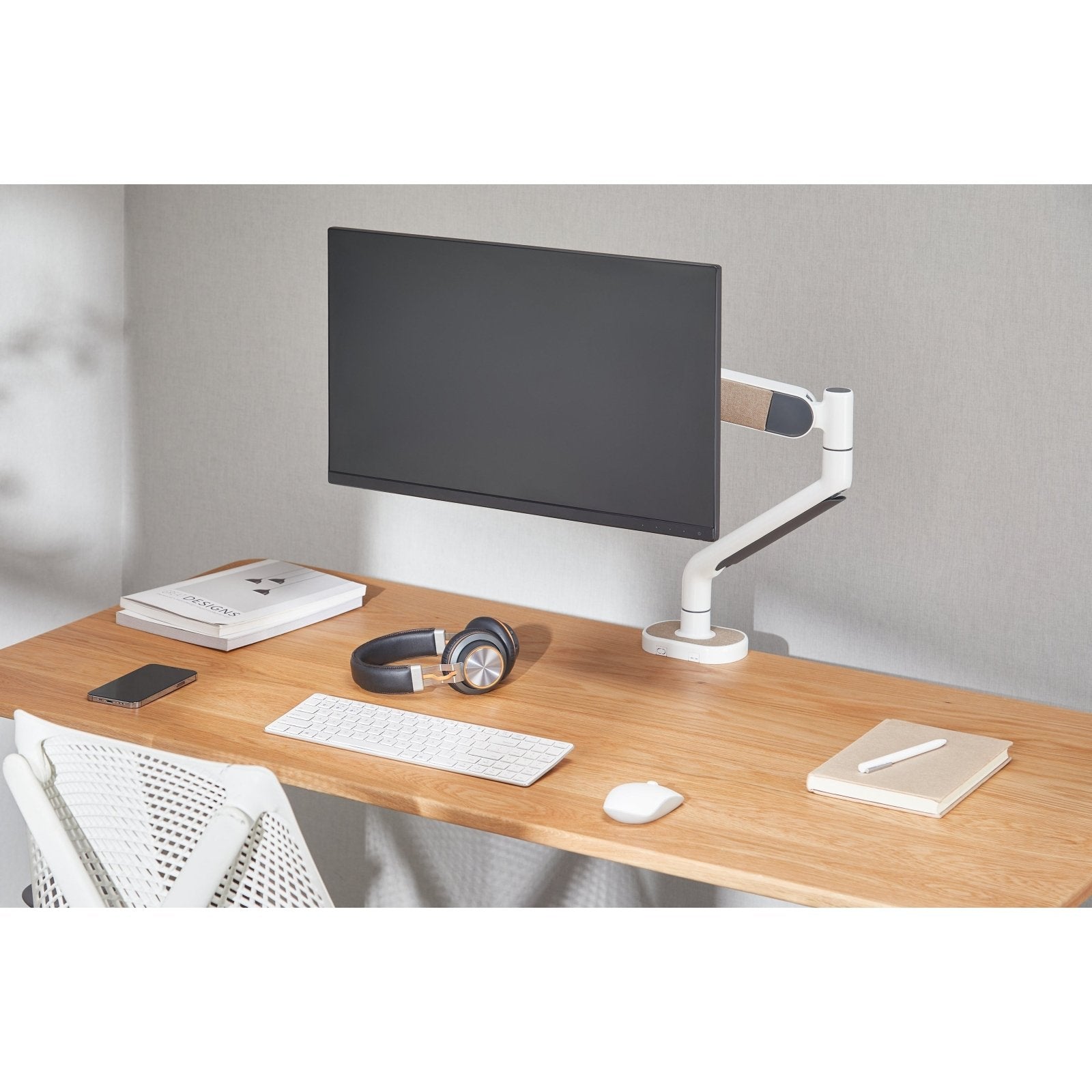 Monitor Arm Single ELITE - White & Linen - Black - IVONO